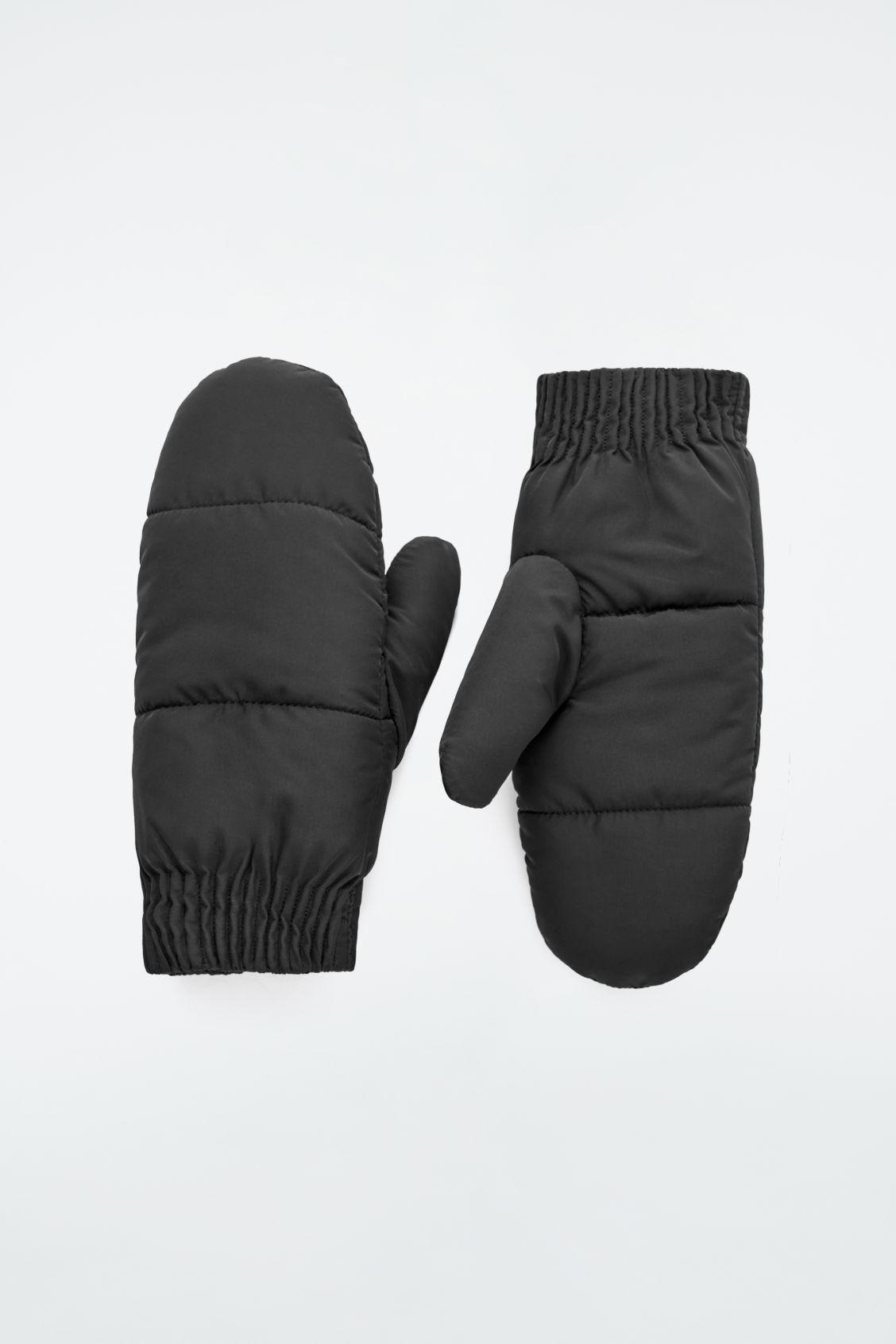 COS Faux Shearling-Lined Padded Mittens in BLACK | endource