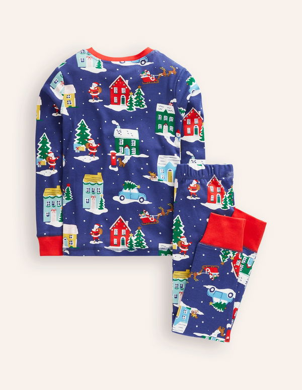 BODEN Snug Long John Pyjamas-Christmas Houses | endource