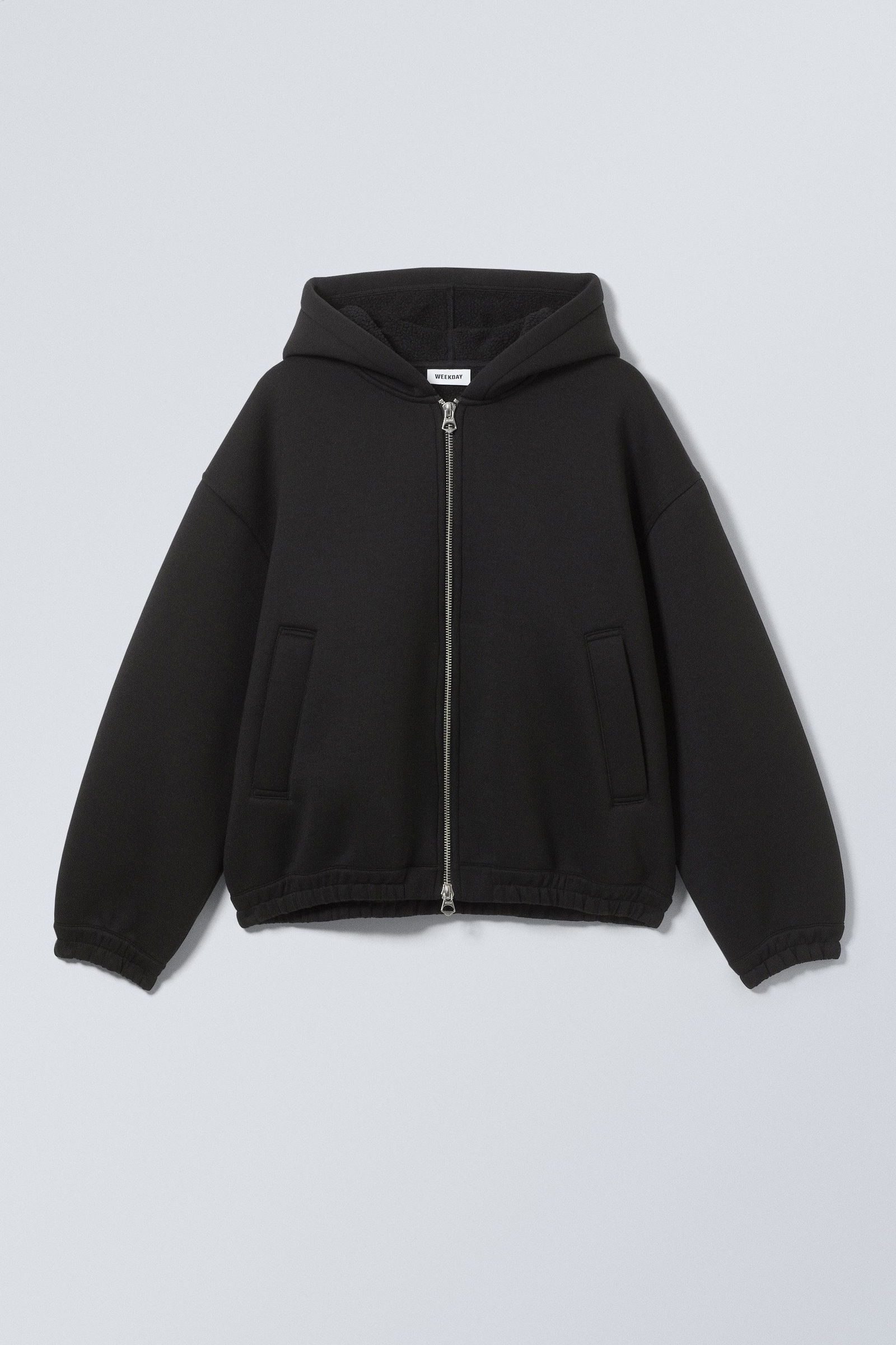 WEEKDAY Simon Bonded Scuba Zip Jacket in Black | endource