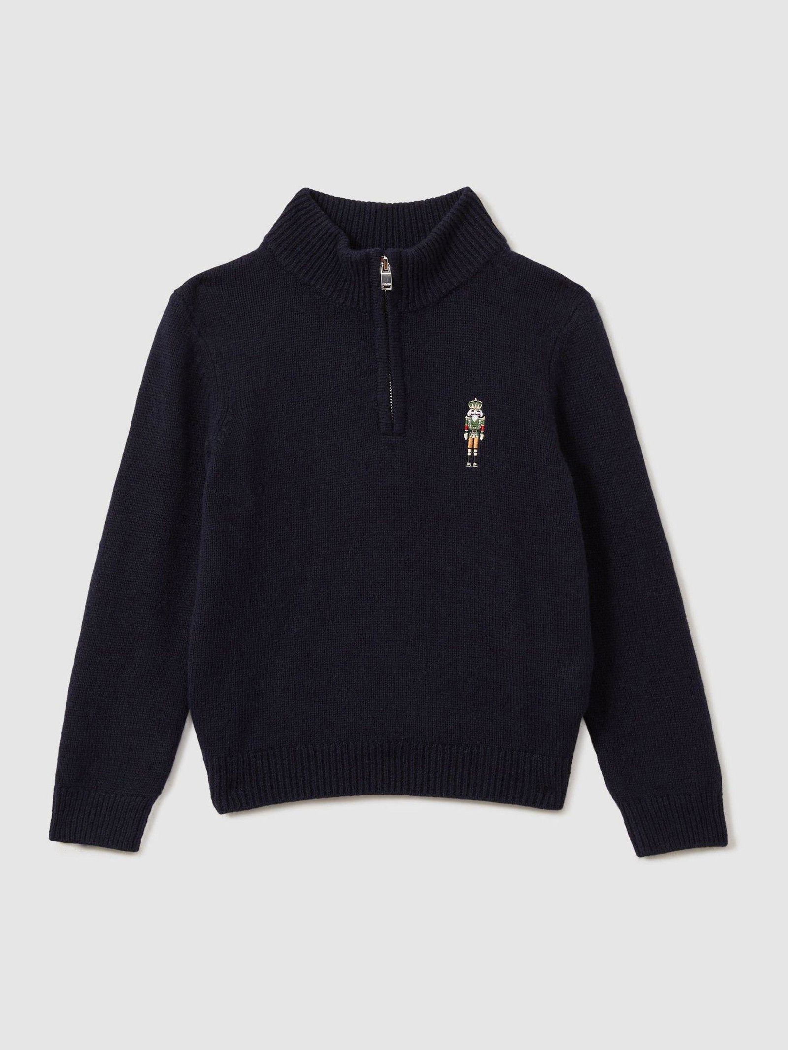 REISS Quarter Zip Jumper in Navy | endource