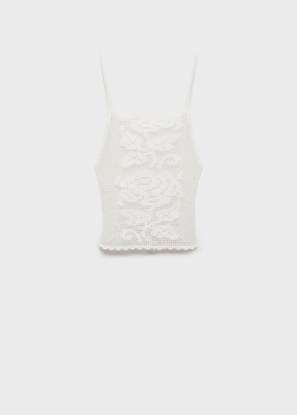 MANGO Open-Back Crochet Top in Off White | endource