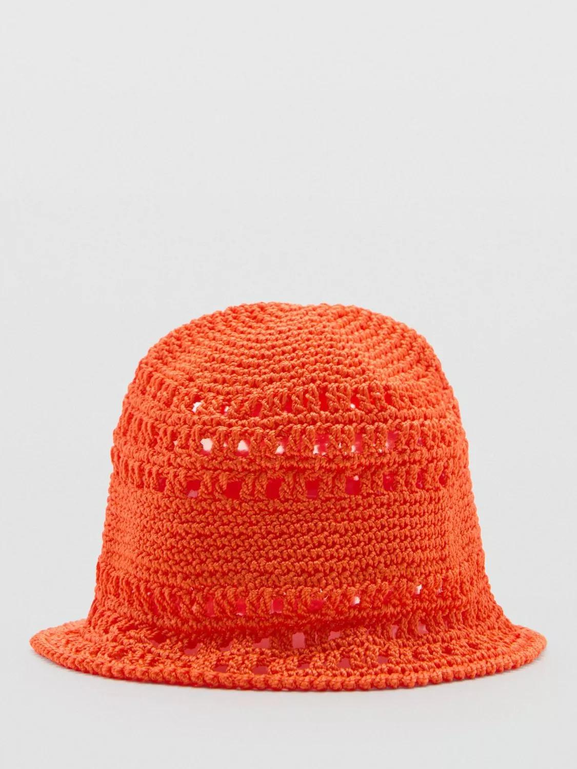 MANGO Nube Crochet Bucket Hat in Orange | endource