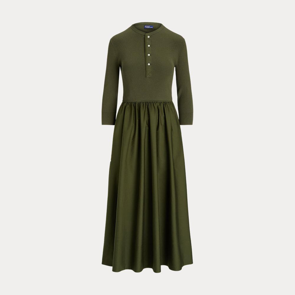 POLO RALPH LAUREN Henley-Bodice Dress in Green | endource