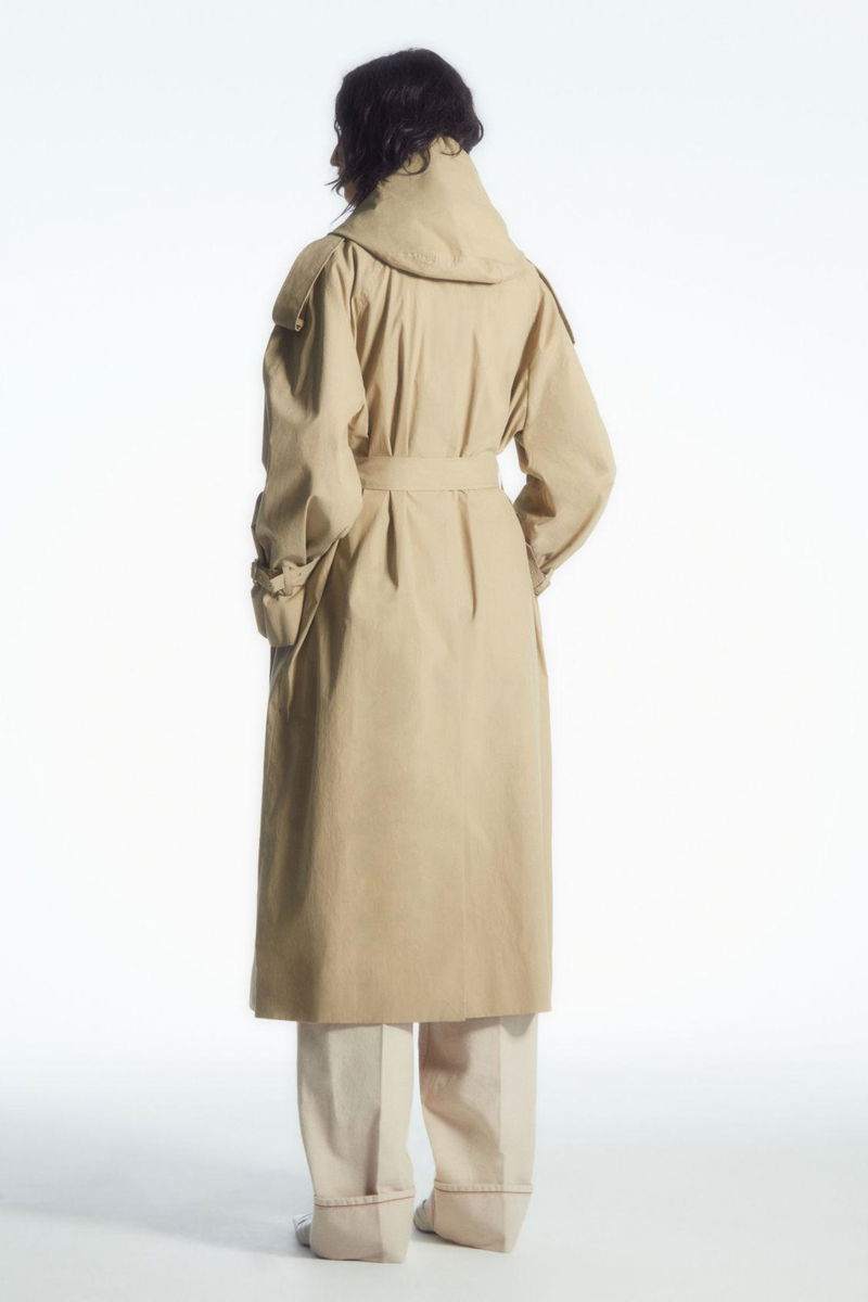 COS Hooded Trench Coat in BEIGE | endource