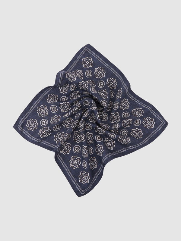 REISS Silk Floral-Medallion Pocket Square In Navy | endource