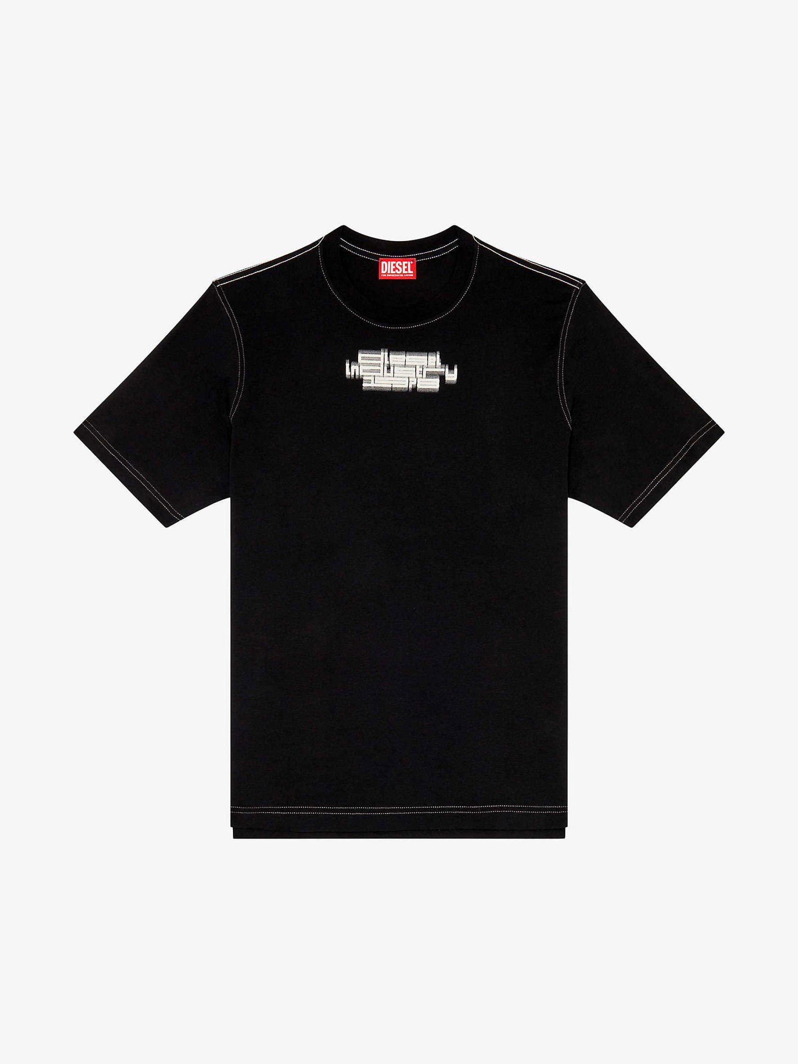Diesel T-Just-Slits N6 Logo Text-Print Cotton T-Shirt in 9XX | endource