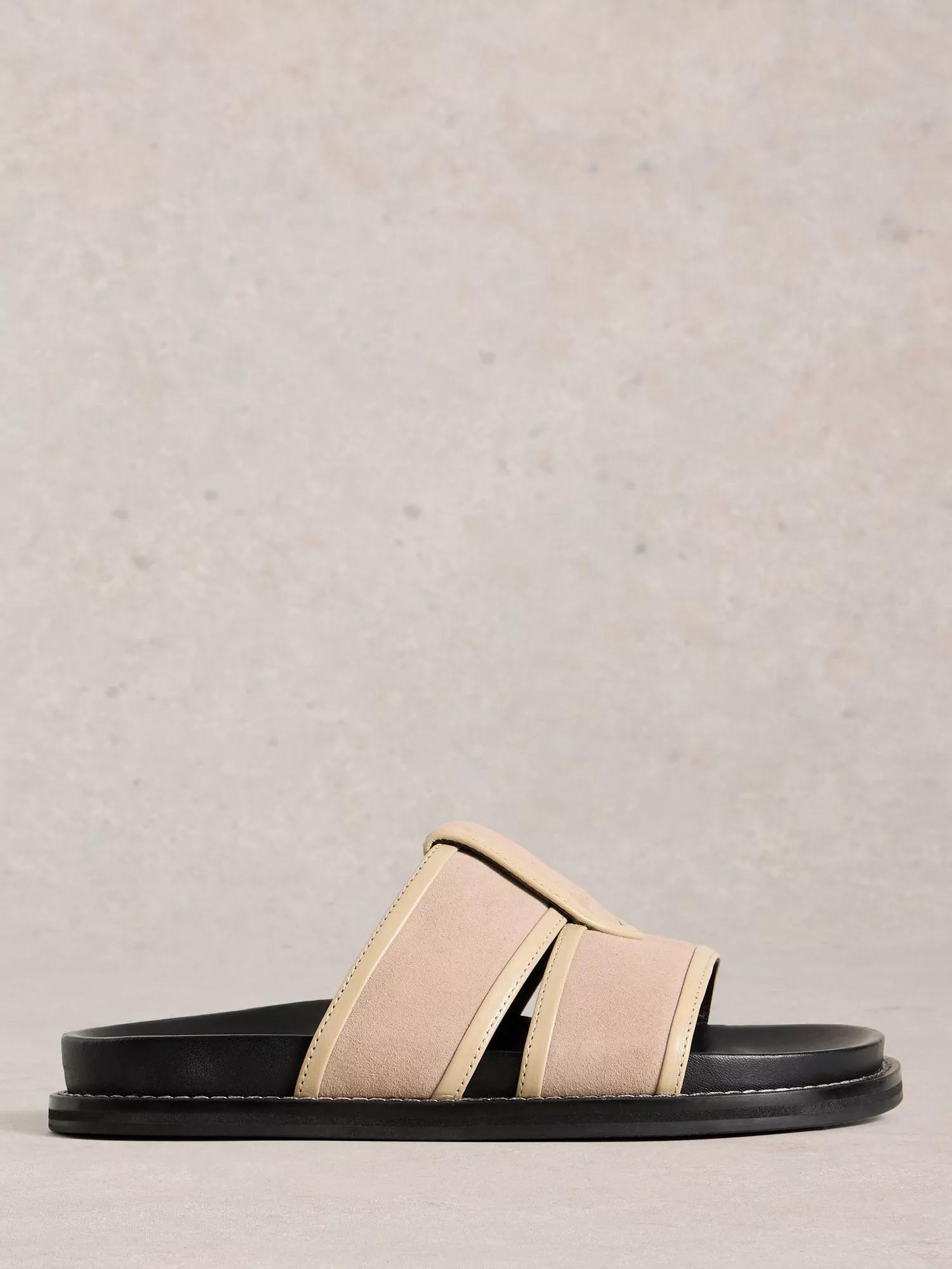 WHITE STUFF Ziggy Suede Footbed Slider Sandals | endource