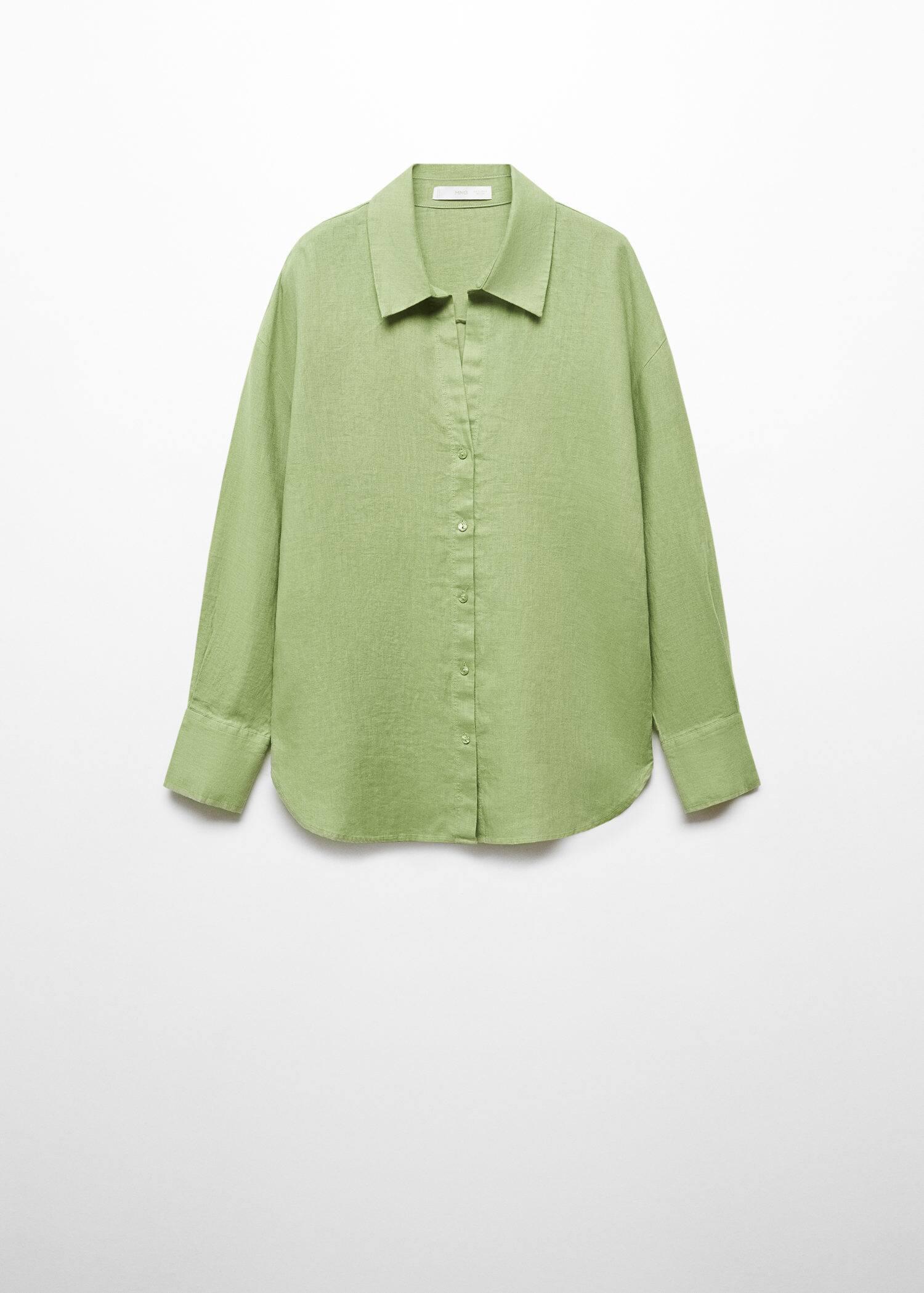 MANGO Linen Shirt in Green | Endource