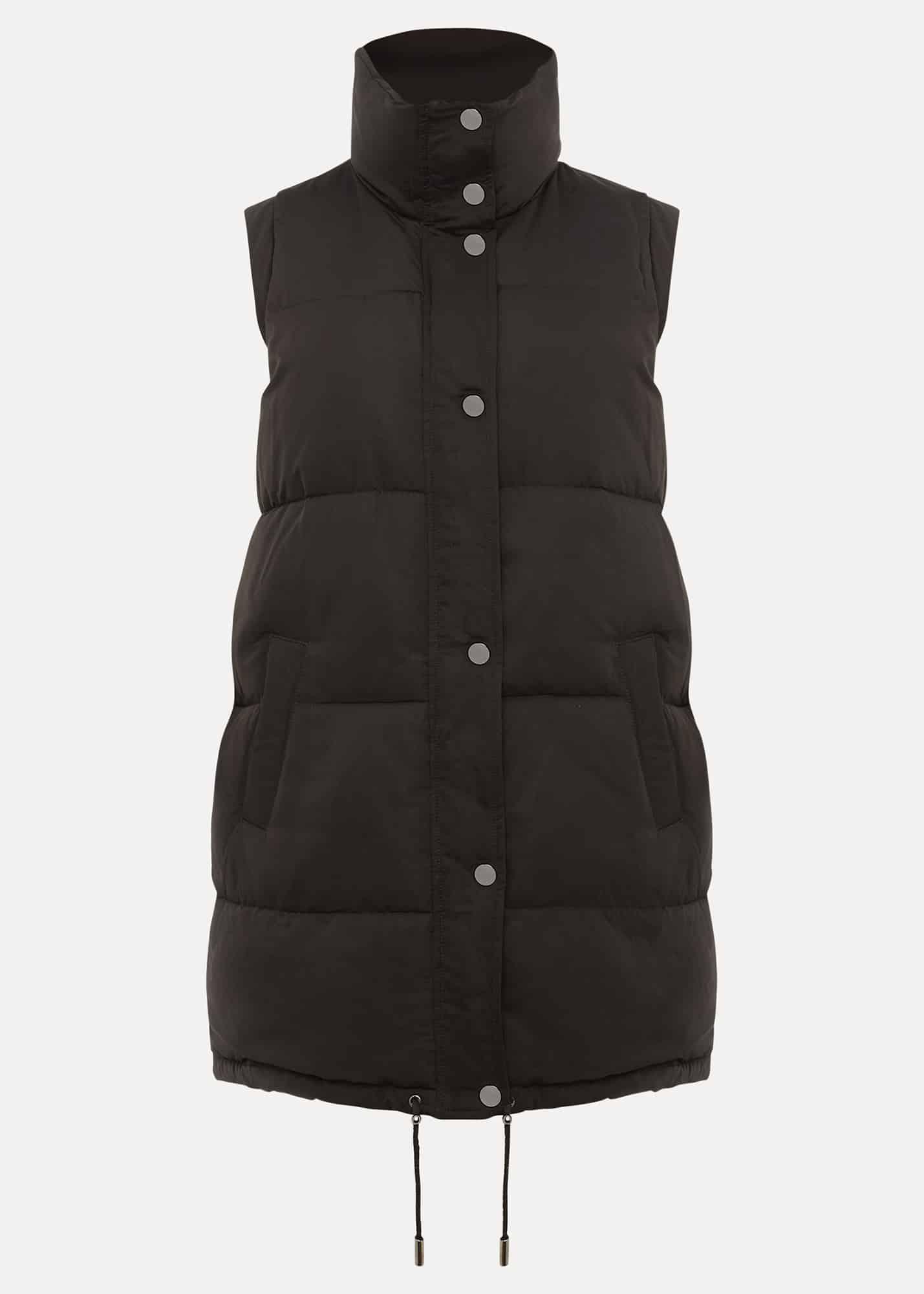 PHASE EIGHT Loula Longline Quilted Gilet in Black | endource