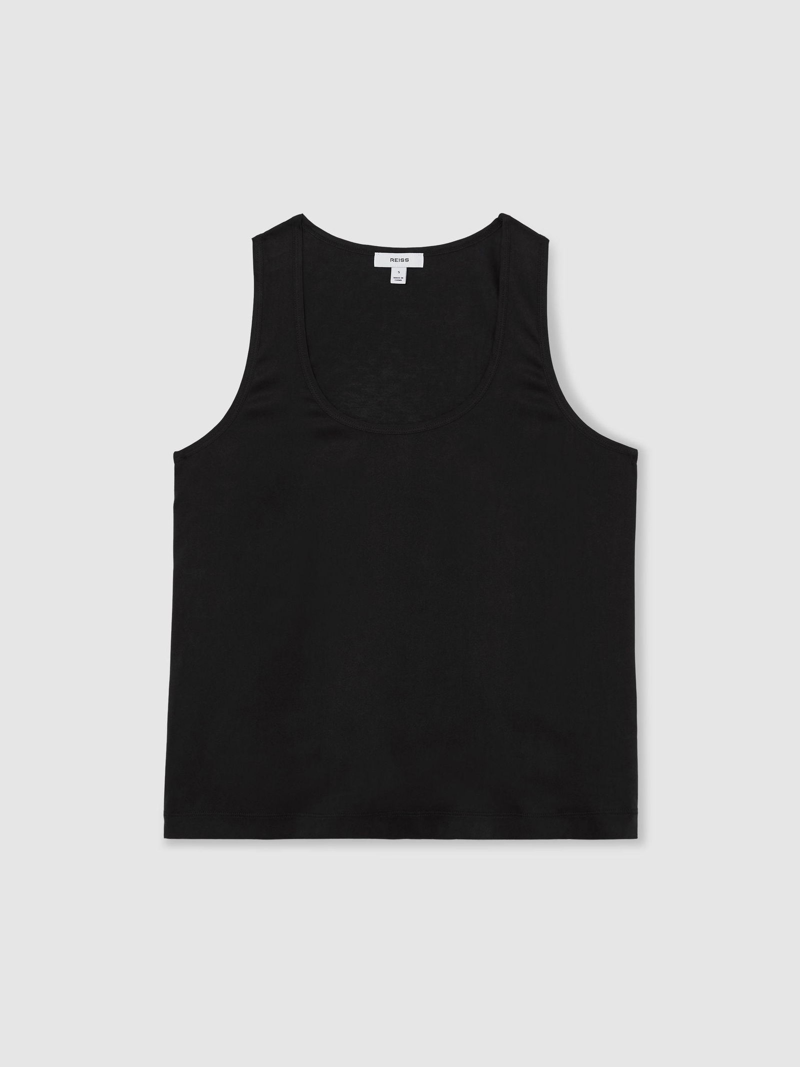 REISS Ruby Silk-Front Cami Top in Black | endource
