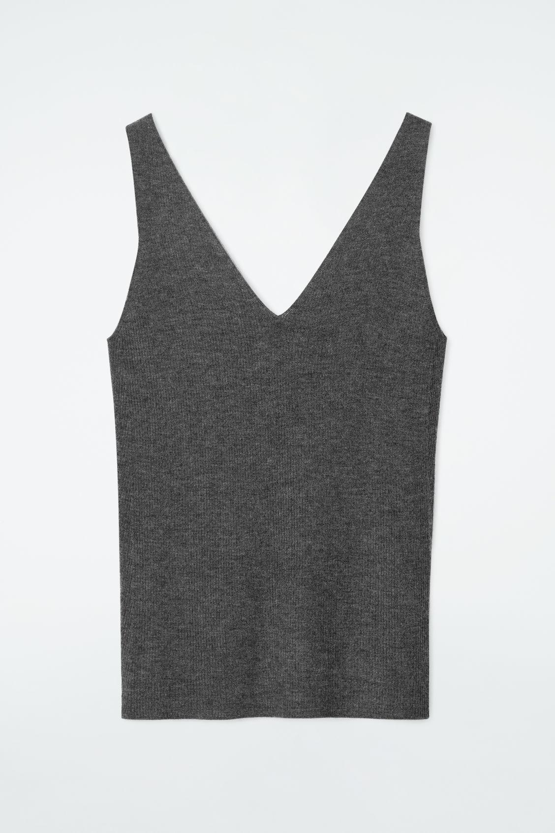 COS Slim Ribbed Cashmere Tank Top in CHARCOAL | endource