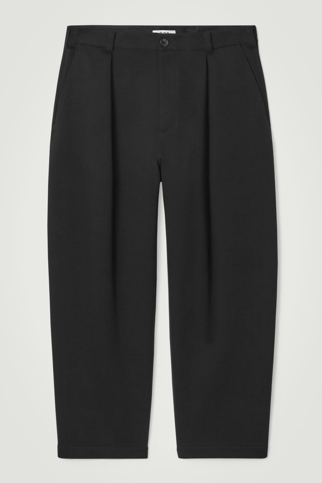 COS Scuba-Jersey Barrel-Leg Trousers in BLACK | endource