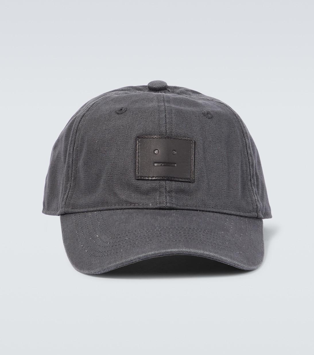 ACNE STUDIOS Face Cotton Baseball Cap in Grey | endource