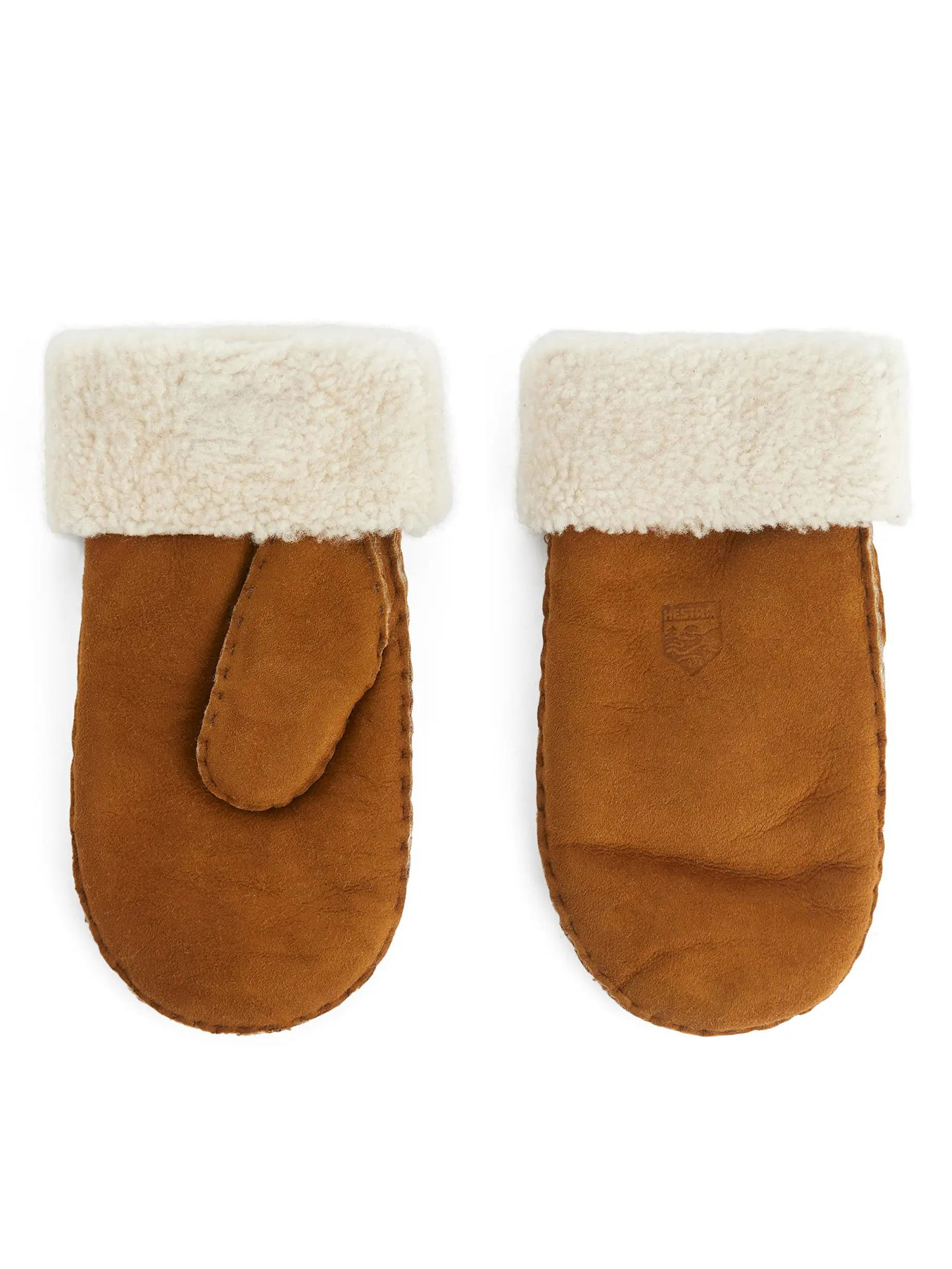 ARKET Sheepskin Mittens in Brown | endource