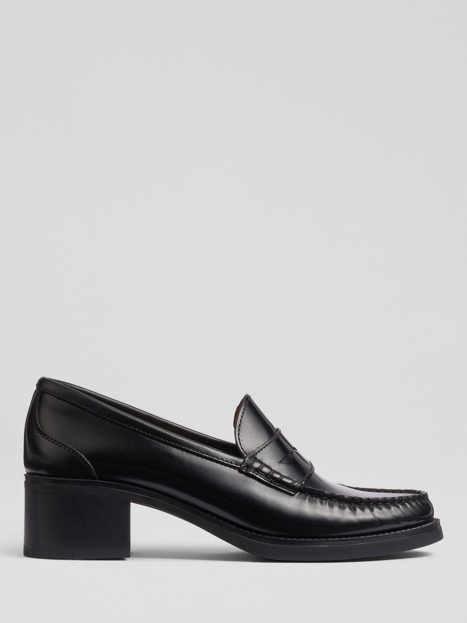L.K. BENNETT Manon Leather Heeled Loafers | endource
