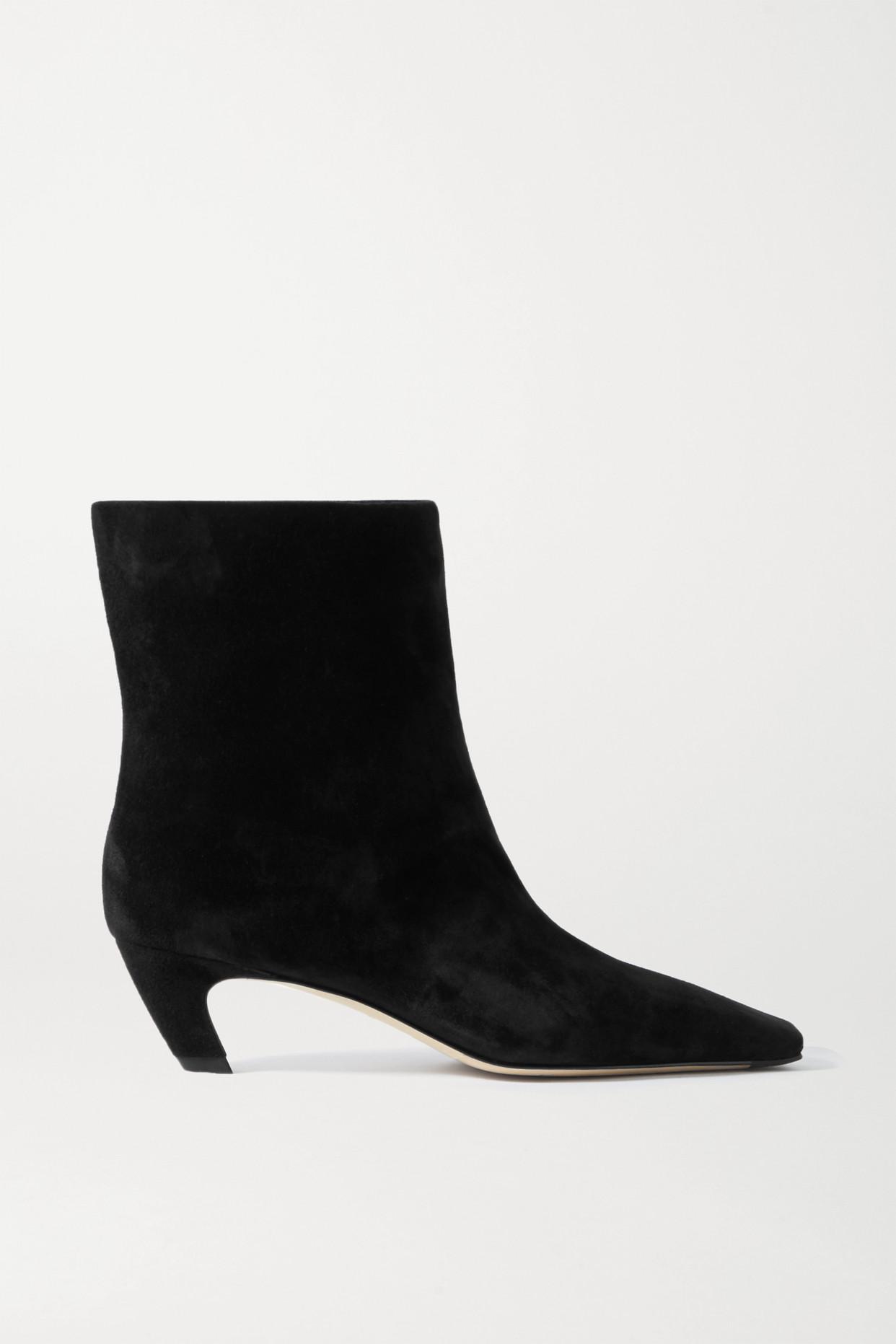 KHAITE Arizona Suede Ankle Boots in Black | Endource