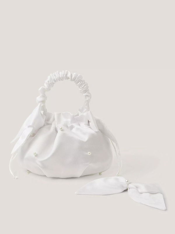 Monsoon Kids' Pearl Bag & Hair Bow Set, White | endource