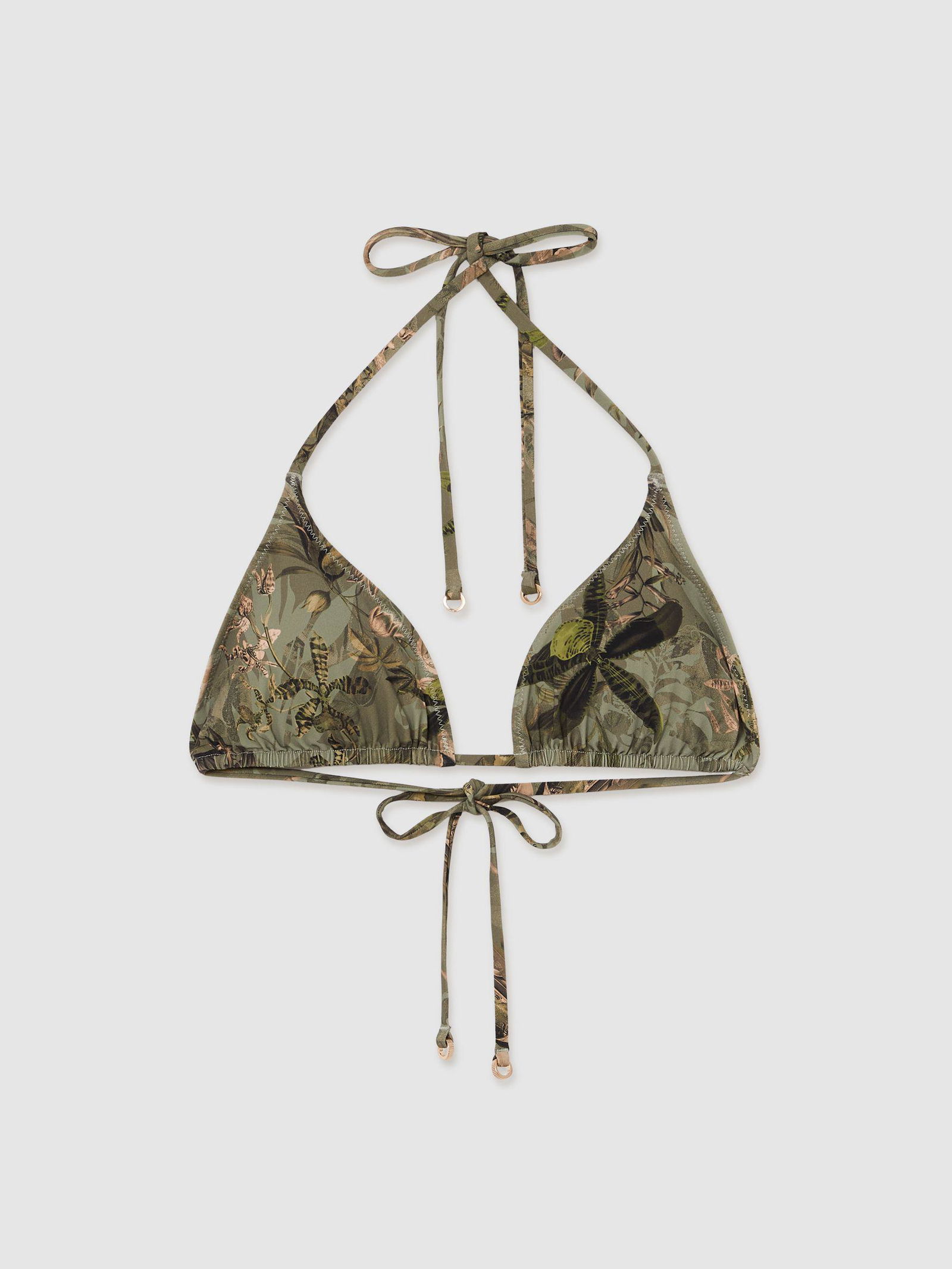 REISS Reiss x NYBG - Thia Floral-Print Triangle Bikini Top in Khaki ...