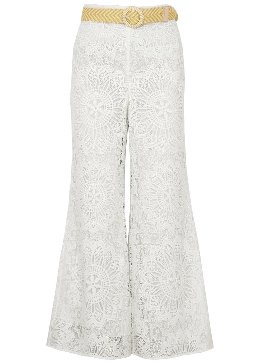 ZIMMERMANN Chintz Doily Flared-Leg Lace Trousers | endource