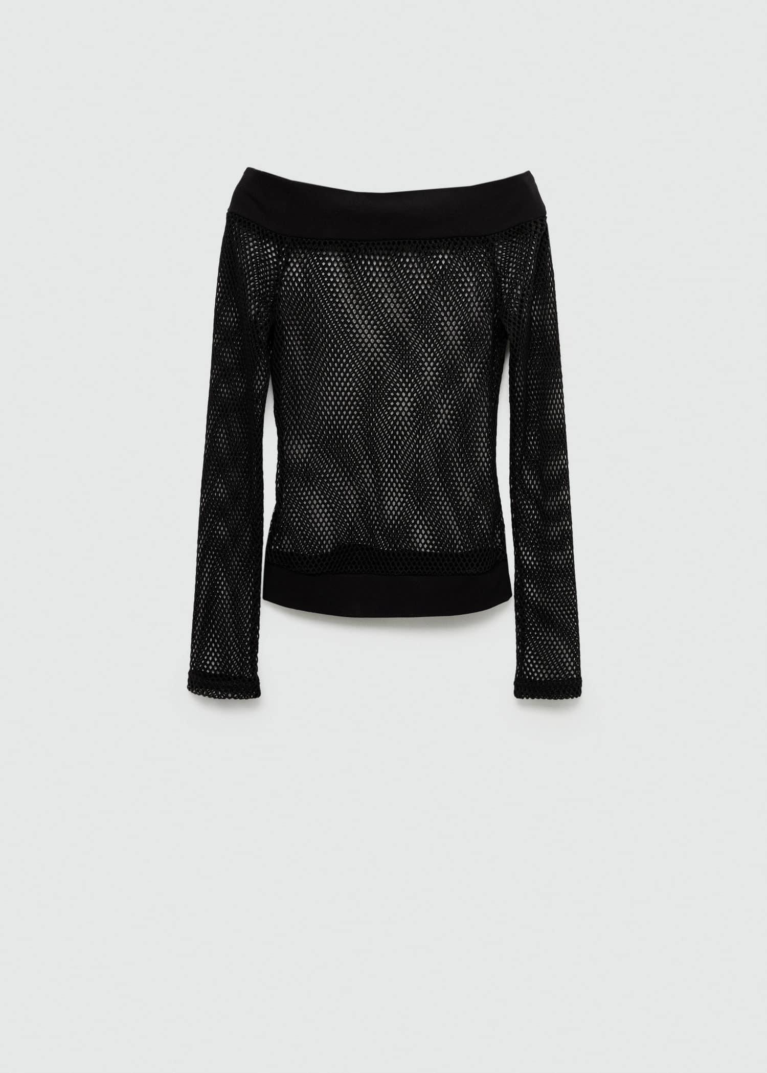 MANGO Openwork Knit Sweater in Black | Endource