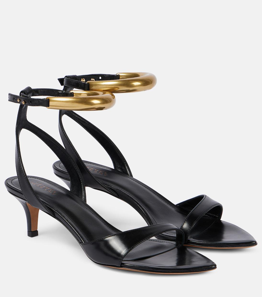 ISABEL MARANT Alziry 50 Leather Sandals in Black | Endource