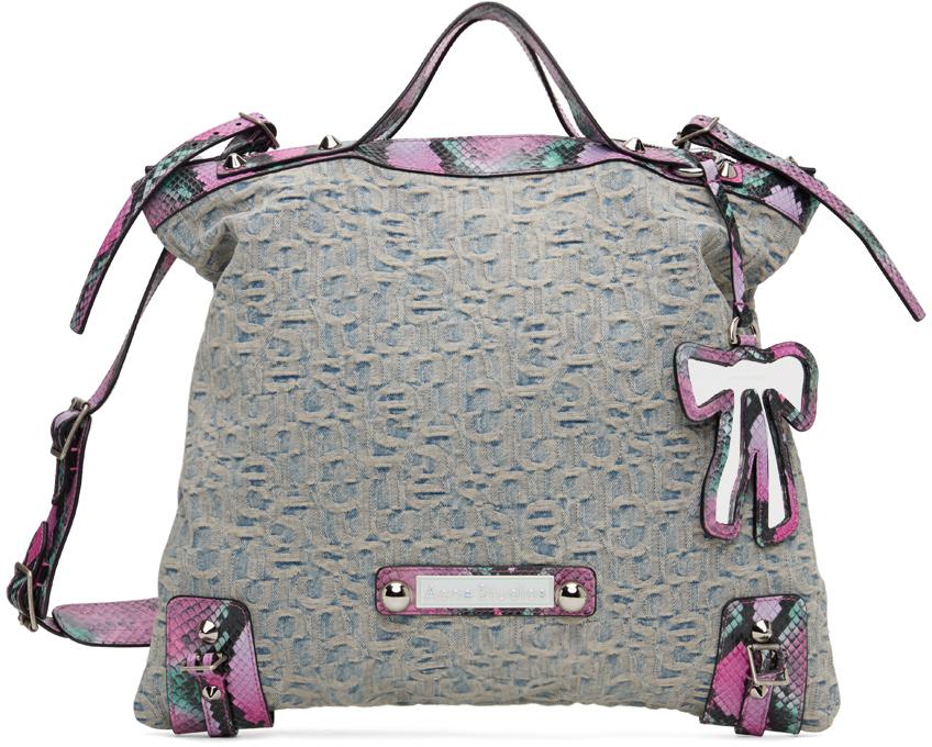 ACNE STUDIOS Monogram Python Denim Tote | endource