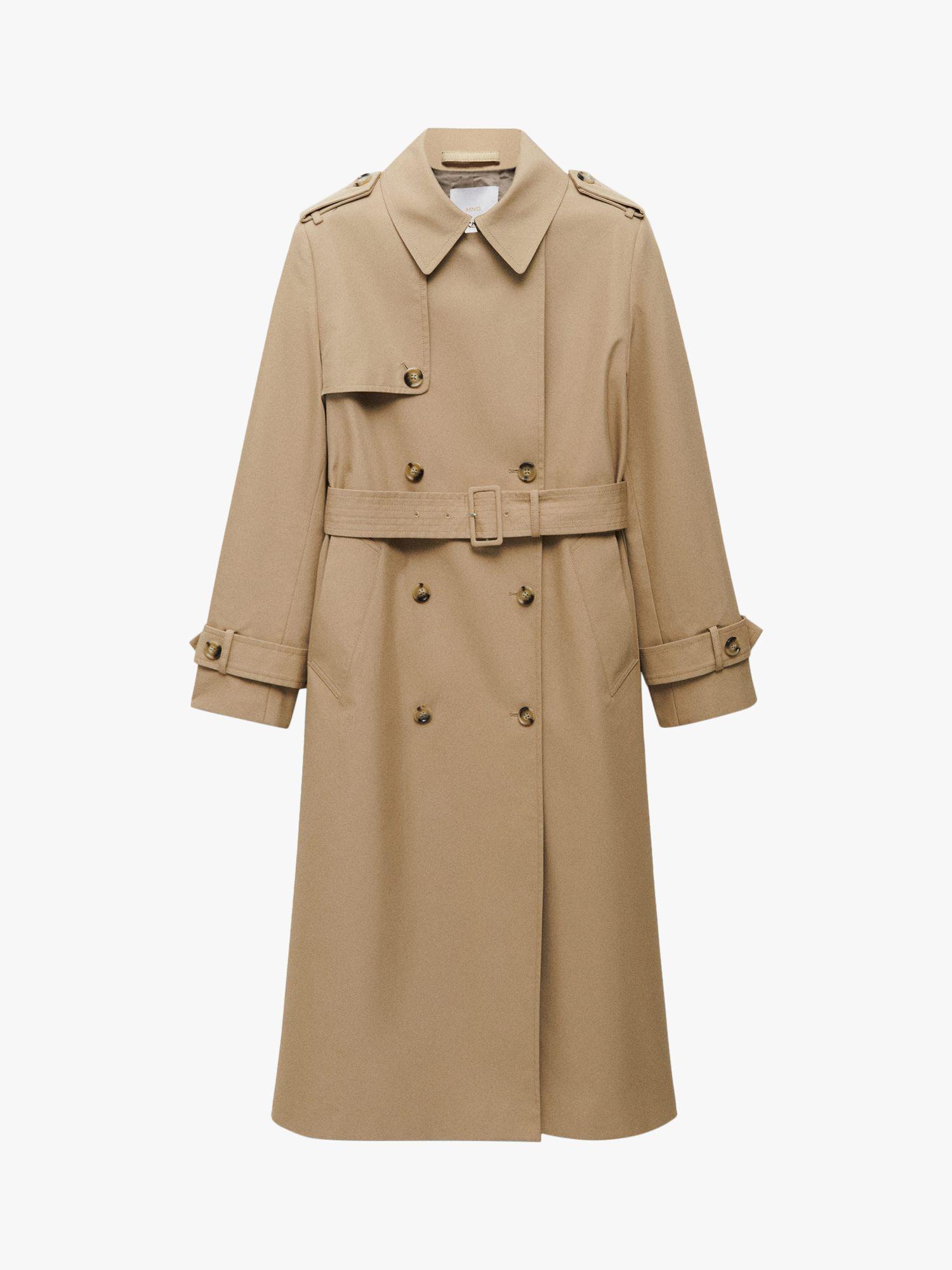 MANGO Eiffel Double Breasted Cotton Blend Trench Coat in Light Beige | endource
