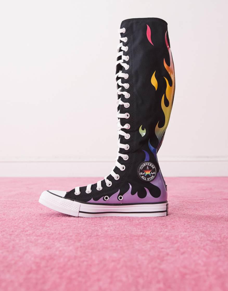 CONVERSE Chuck Taylor Pride All Star Knee Hi Trainers in BLACK | endource