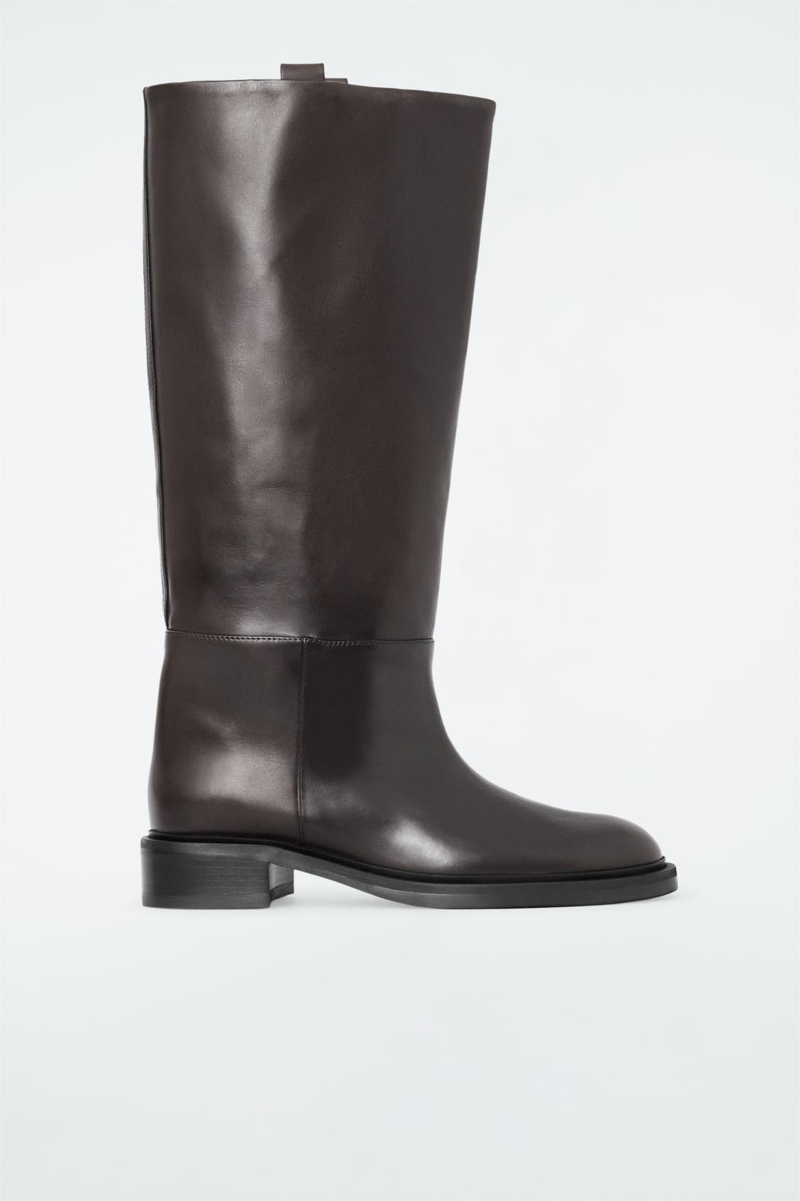 COS Leather Riding Boots in DARK BROWN | endource