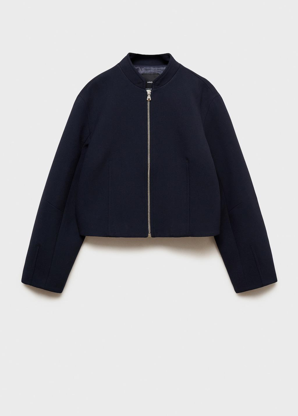MANGO Bomber Jacket With Zip in Dark Navy | endource