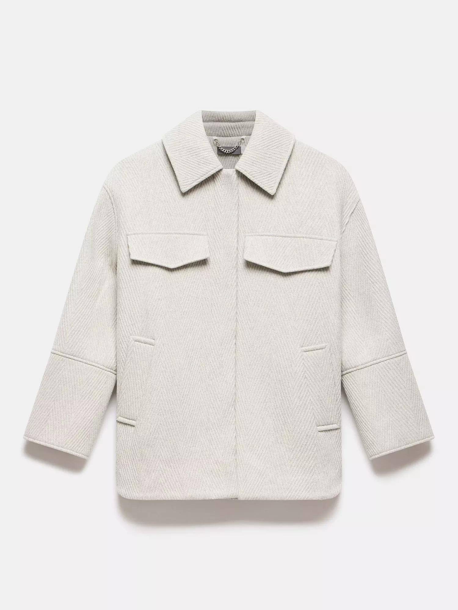 MINT VELVET Wool Blend Textured Shacket in Grey | endource