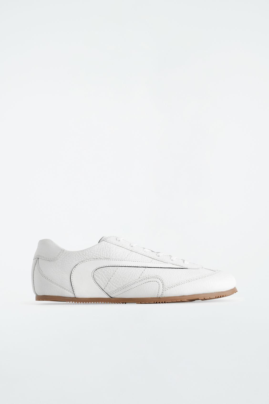 COS Minimal Leather Trainers in CHALK | endource