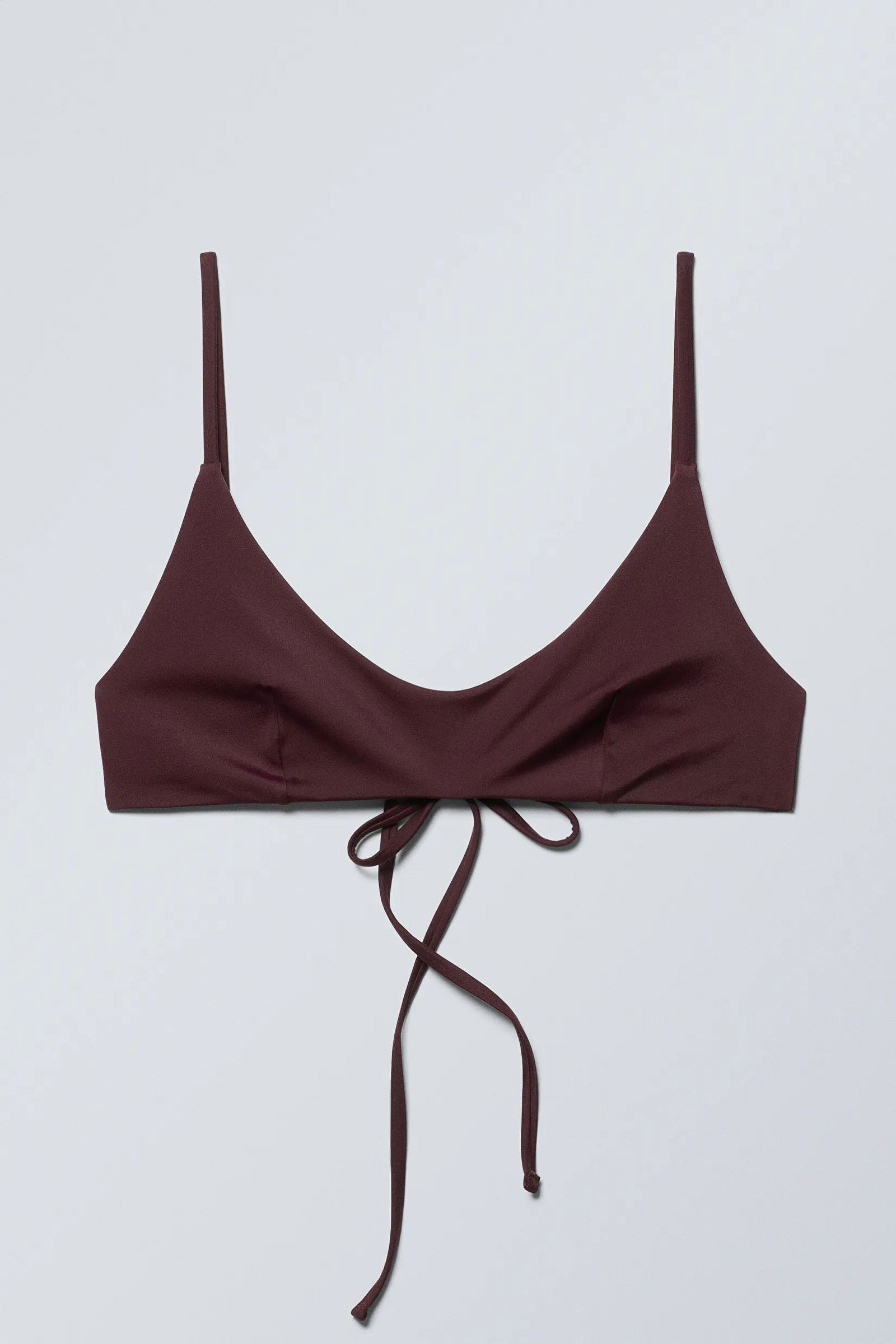 WEEKDAY Strappy Bikini Top in Dark Maroon | endource