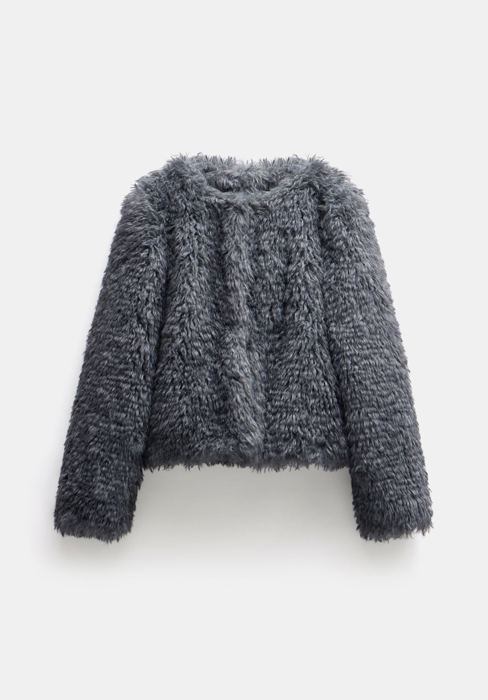 HUSH Rachel Faux Fur Jacket in Dark Grey | endource