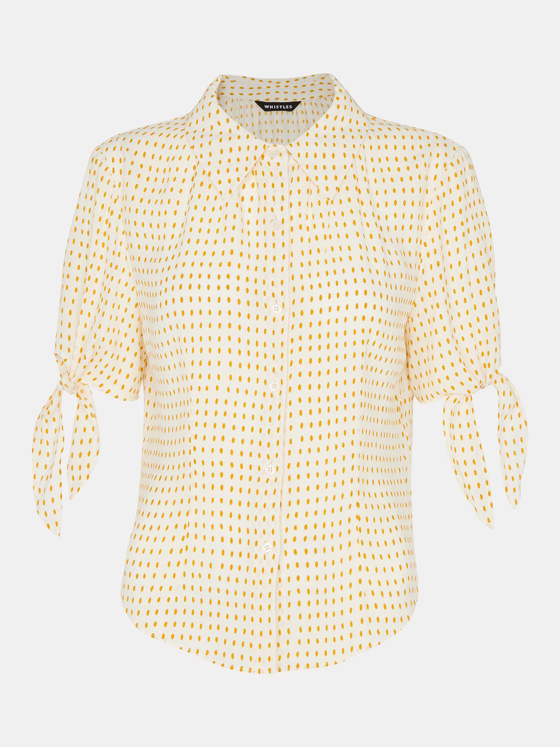WHISTLES Oval Spot Tie Sleeve Blouse in Ivory/Multi | Endource