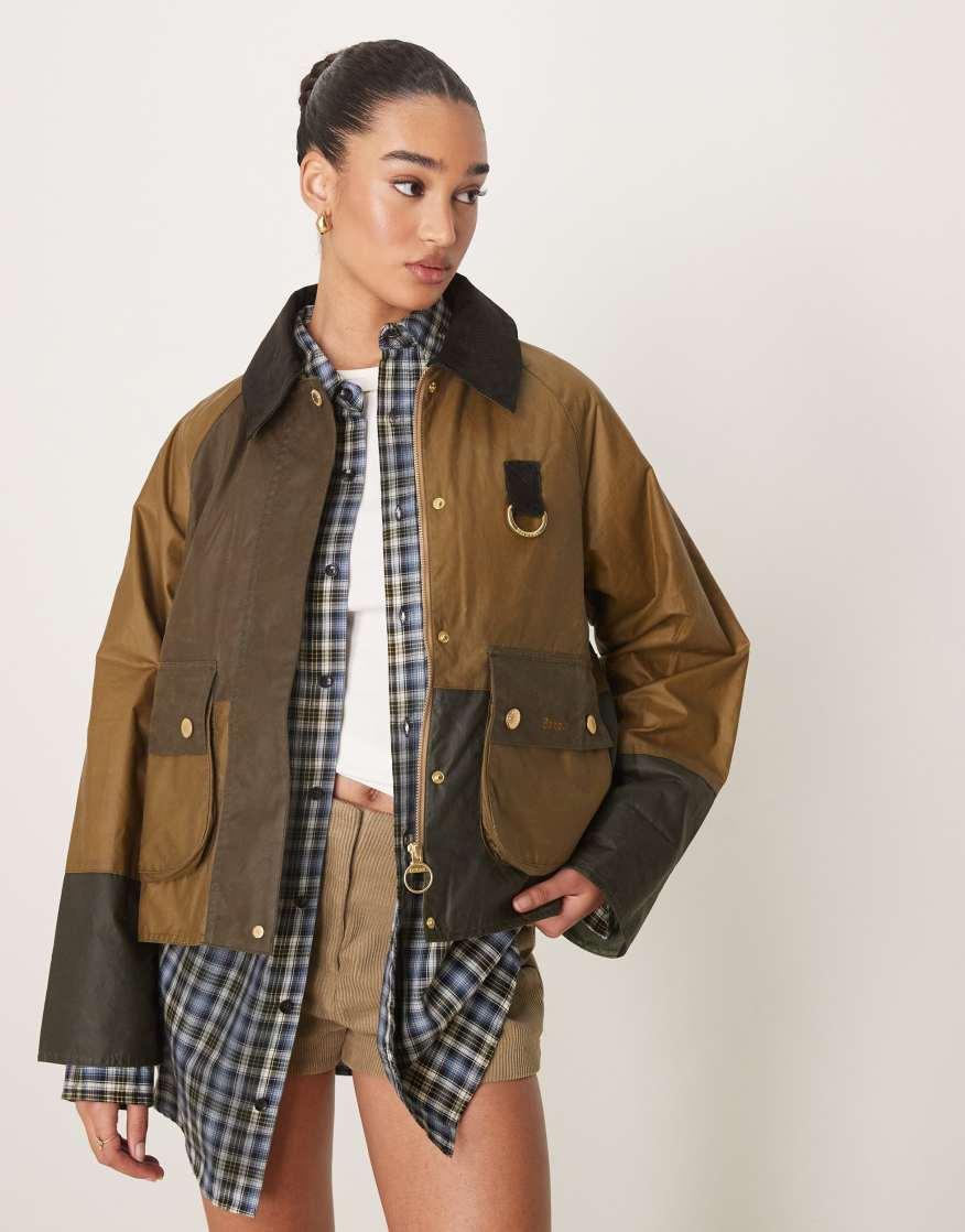 BARBOUR Alma Wax Jacket in sand/ olive | endource