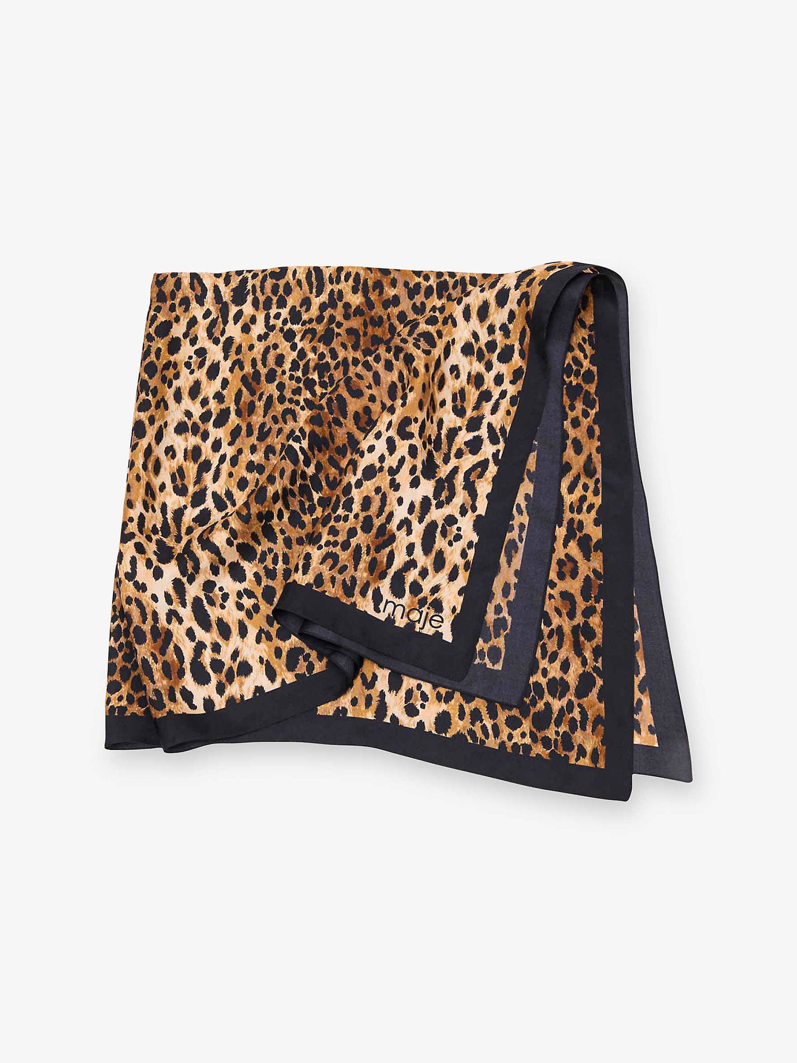 MAJE Leopard-Print Square Silk Scarf | endource