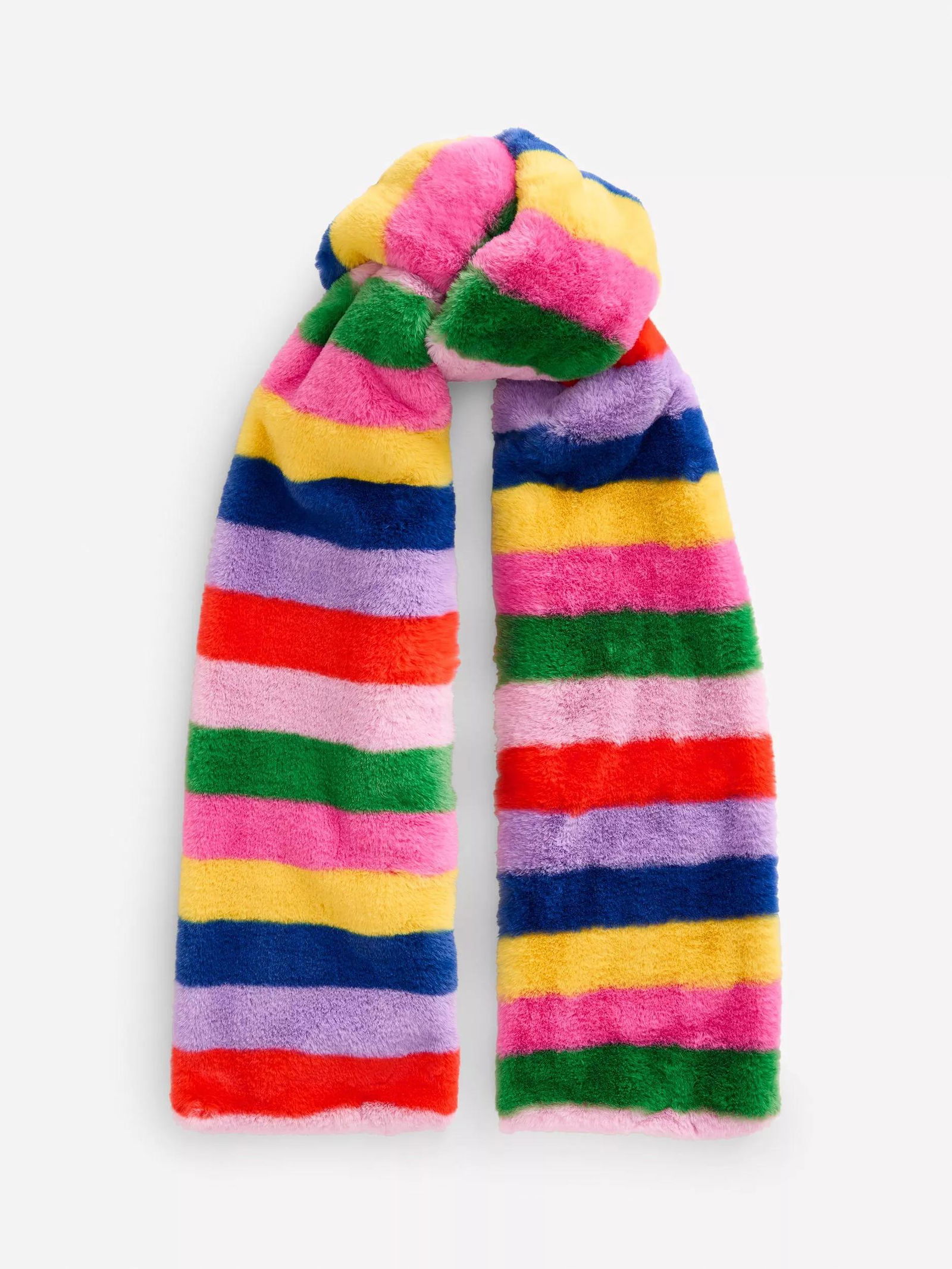 BODEN Stripe Faux Fur Scarf in Multi | endource