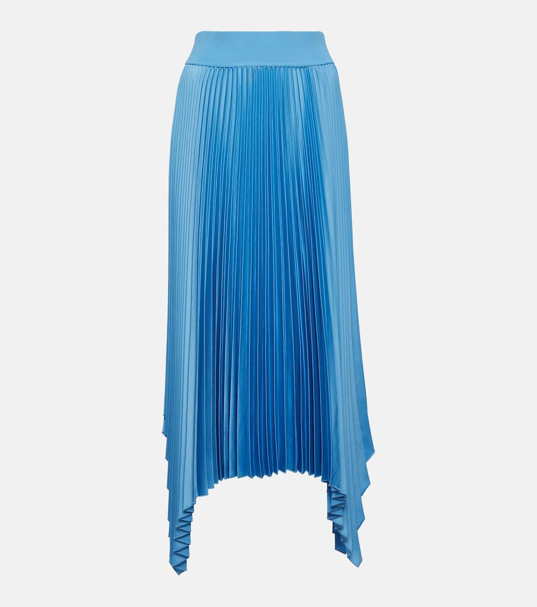 JOSEPH Ade Plissé Midi Skirt in Blue | endource