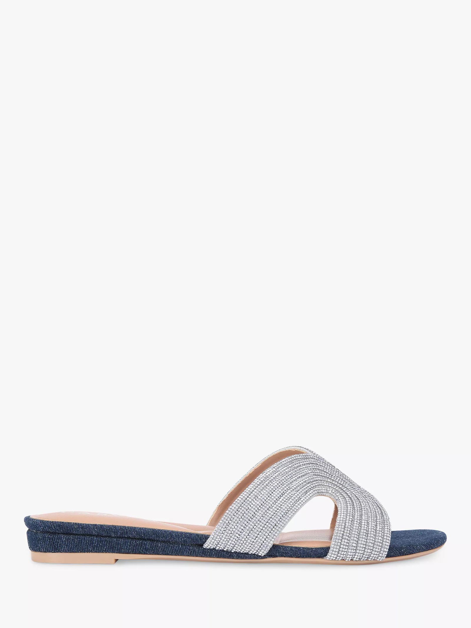 CARVELA Gala Mule Jewel Embellished Sandals in Blue Denim | endource