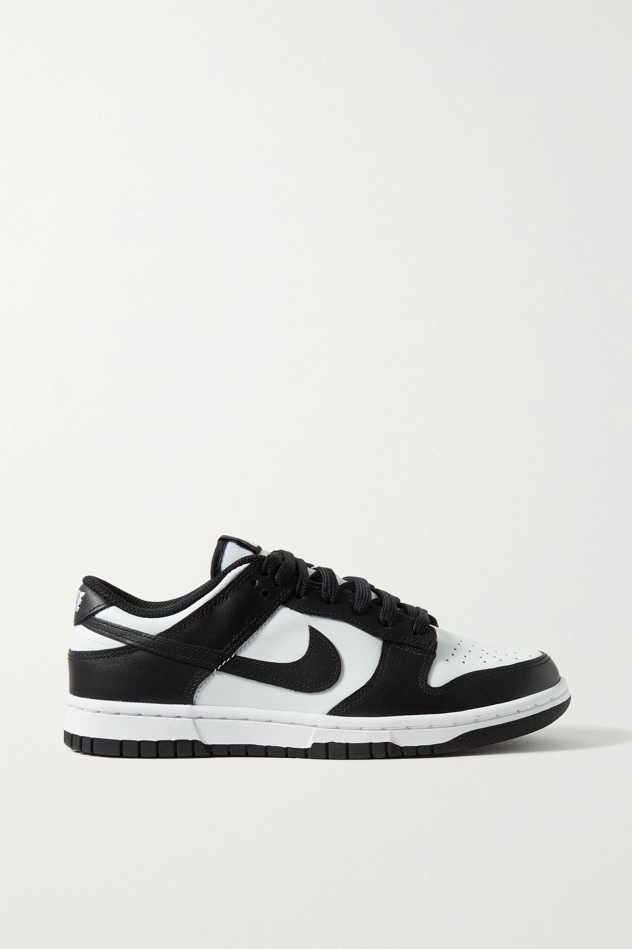 NIKE Dunk Low Leather Sneakers in Black | Endource