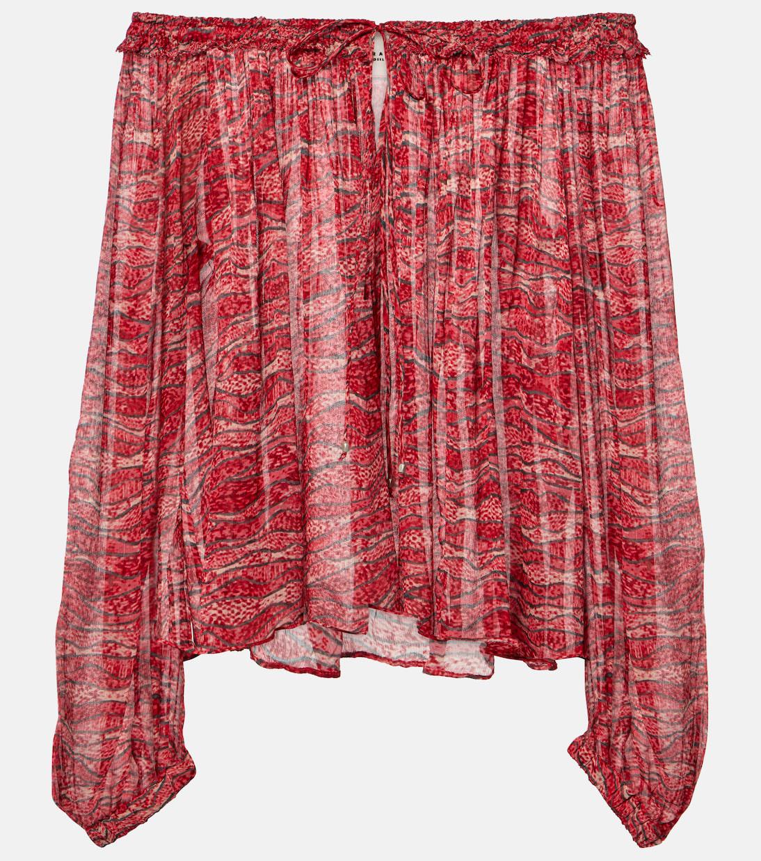 ISABEL MARANT ÉTOILE Vutti Chiffon Top in Red | endource