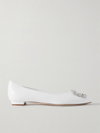 Manolo Blahnik Hangisi 10 Crystal-embellished Leather Point-toe Flats ...