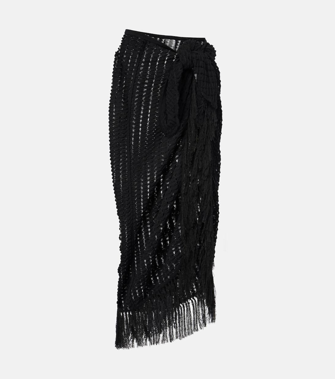 SIMKHAI Thyri Fringed Beach Cover-Up in Black | endource