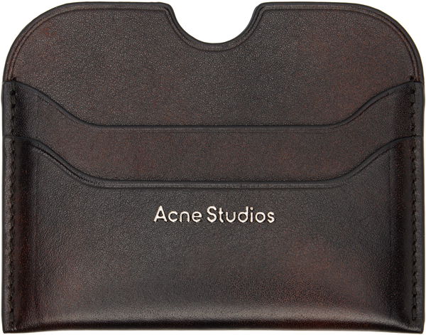 ACNE STUDIOS Brown Leather Card Holder | endource