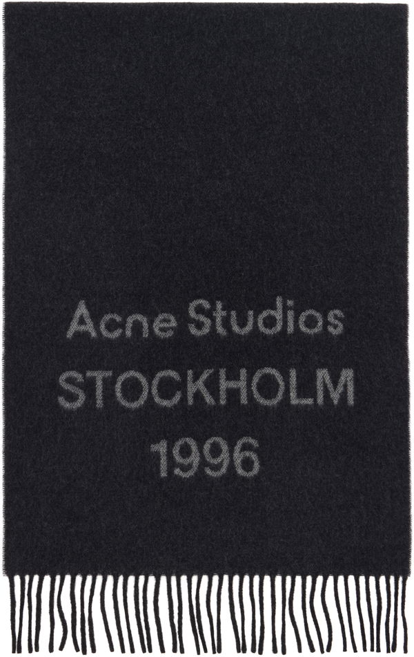 ACNE STUDIOS Gray Logo Wide Scarf | endource