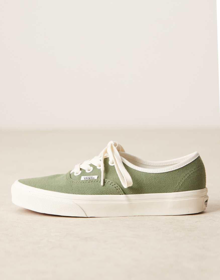 VANS Authentic Linen Trainers in GREEN | endource