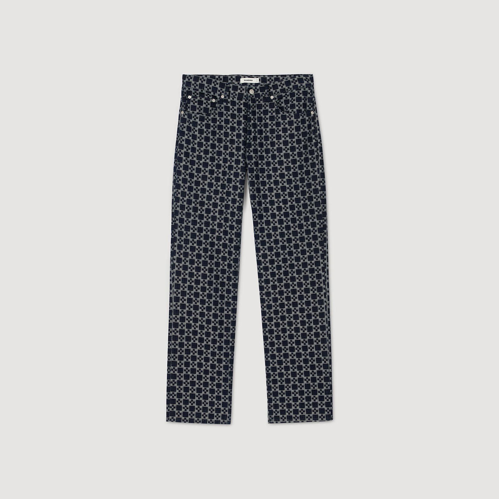 SANDRO Square Cross Straight-Leg Jeans in Navy Blue | endource