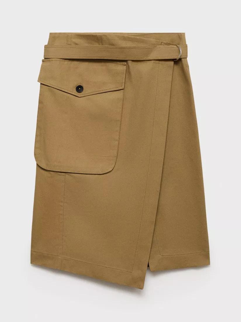 MANGO Lara Cargo Skirt in Khaki | endource