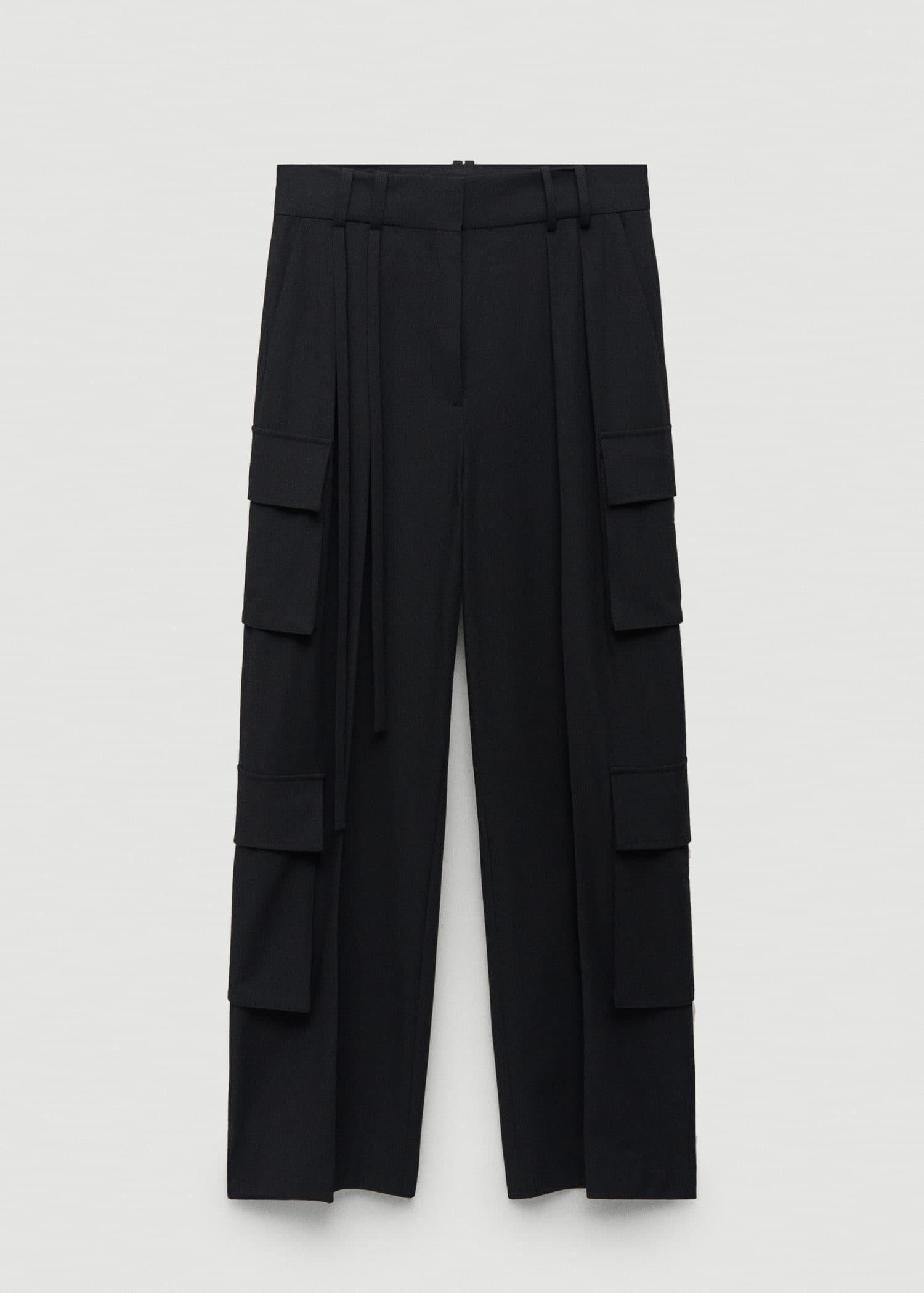 MANGO Pleated Cargo Pants in Black | endource